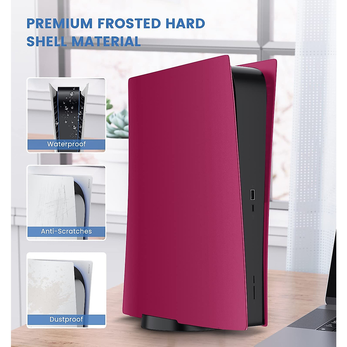 PS5 Faceplate Case PS5 Plate Cosmic Red Replacement Cover for Disc Playstation 5, Hard Shell Case Shockproof Side Plates Skin for PS5 Disc Version Console - Red