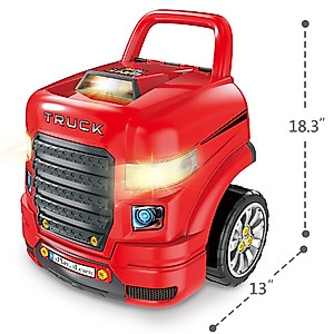 iPlay, iLearn Large Truck Engine Toy, Kids Mechanic Repair Set for 3-5 Yr Toddlers, Big Builder Kit, Take Apart Motor Vehicle Pretent Play Car Service Station, Gifts 4 6 7 8 Year Old Boy Child