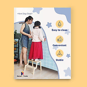 Damoch Family™ Wooden Toddler Step Stool for Kids,Two Step Children Potty Stool,Bathroom&Kitchen Non-Slip Dual Height (Grey+Natural)