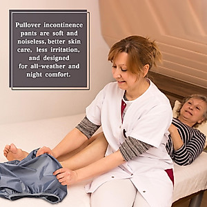 Amyhill 5 Pcs Adult Leakproof Underwear for Incontinence Washable Reusable Waterproof Pants Diaper Pull-On Cover Cloth Use Women Men(Large,Gray)