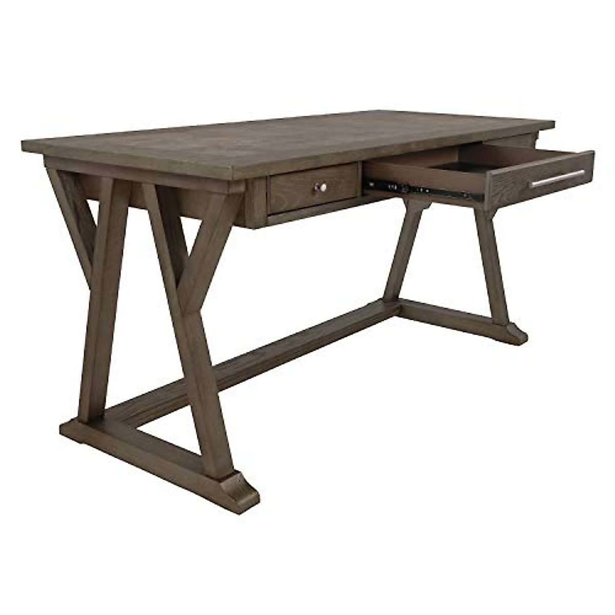 Signature Design by Ashley Luxenford Rustic Farmhouse 60" Home Office Desk with Drawers, Distressed Gray