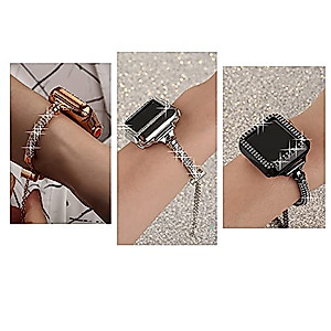 Secbolt Bling Bands Compatible with Apple Watch Band 40mm with Case, Women Dressy Metal Bracelet with Rhinestone Bumper for iWatch SE Series 6/5/4, Silver