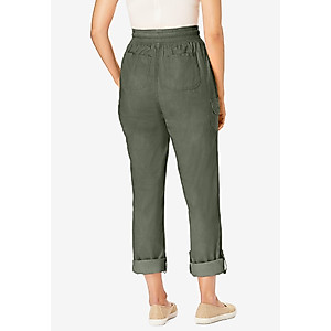 Woman Within Plus Size Convertible 2-in-1 Cargo Pant & Capri Elastic Waist - 18 W, Olive Green