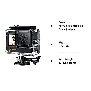 FitStill 60M Waterproof Case for Go Pro Hero 11 Black/Hero 10 Black/Hero 9 Black, Protective Underwater Dive Housing Shell with Bracket Accessories for Go Pro Hero11/10/9 Black Action Camera
