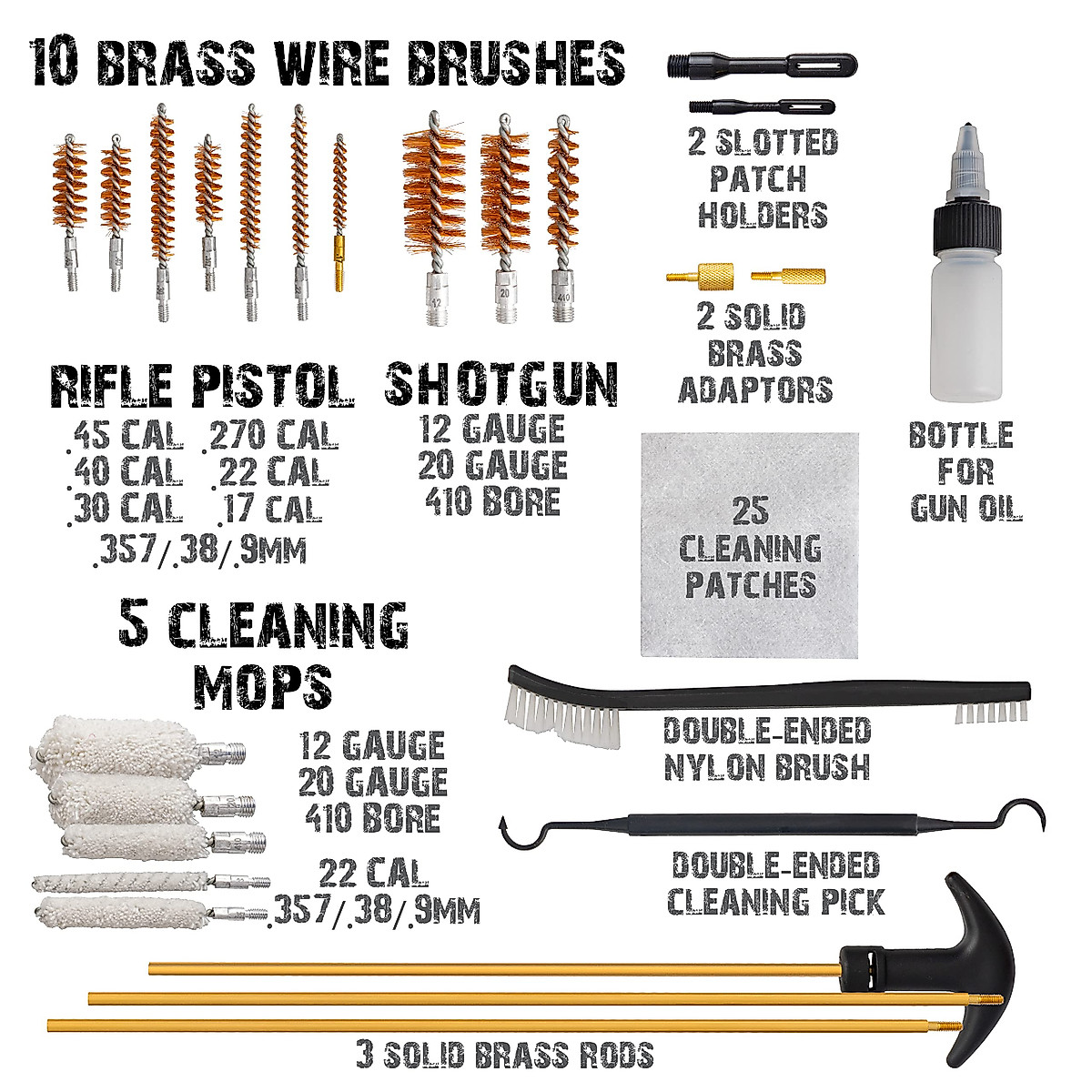 Wild Shot Deluxe Gun Cleaning Kit in Patented Bullet-Shaped Case, Cleaning Tools for Handguns, Shotguns and Rifles