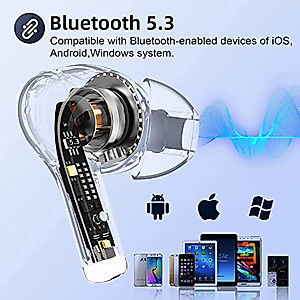 GVOVG Wireless Headphones, Bluetooth 5.3 Headphones with Active Noise, IPX7 Waterproof Stereo Sound Wireless Earbuds with Charging Case, Bluetooth Earbuds with Microphone for iOS/Android