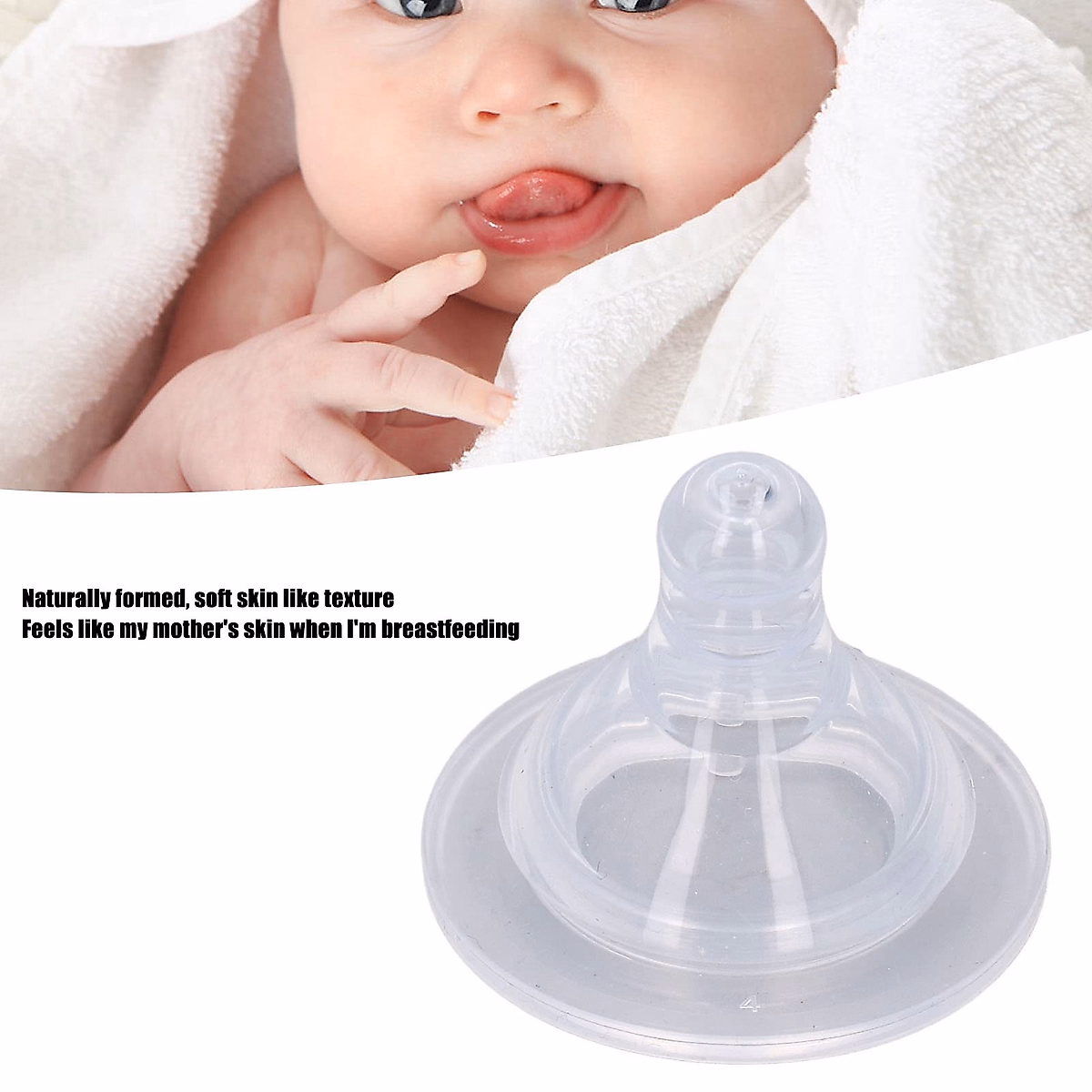 DUSC Feeding Nipples, Wide Mouth 10pcs Dishwasher Safe Silicone Baby Nipples for Replacement for Newborn