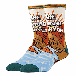 Men's Novelty Crew Socks ,National Park, Oooh Yeah Funny Fun Crazy Cool Socks, Casual Dress Socks (Grand Canyon)