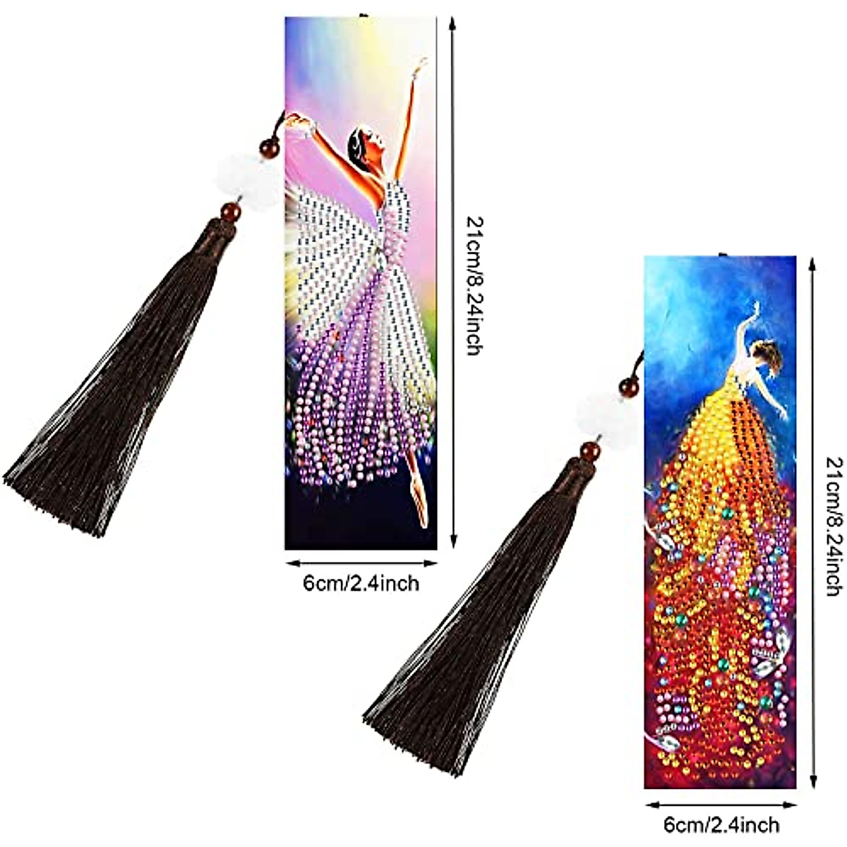 pigpigboss Ballet Girl Diamond Painting Bookmark 2 Pieces DIY Bookmark with Tassel Special Shaped Diamond Painting Dancing Girl Bookmark Diamond Dots Art for Adult Kid Book Decor Art