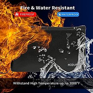 Fireproof Money Bag (2000℉), Fireproof Document Bags, Fireproof Bag, Money Bag, Bank Cash Bag with Zipper & Strap, Suitable for A5 Documents, Bank Inventory, Passport (Black)