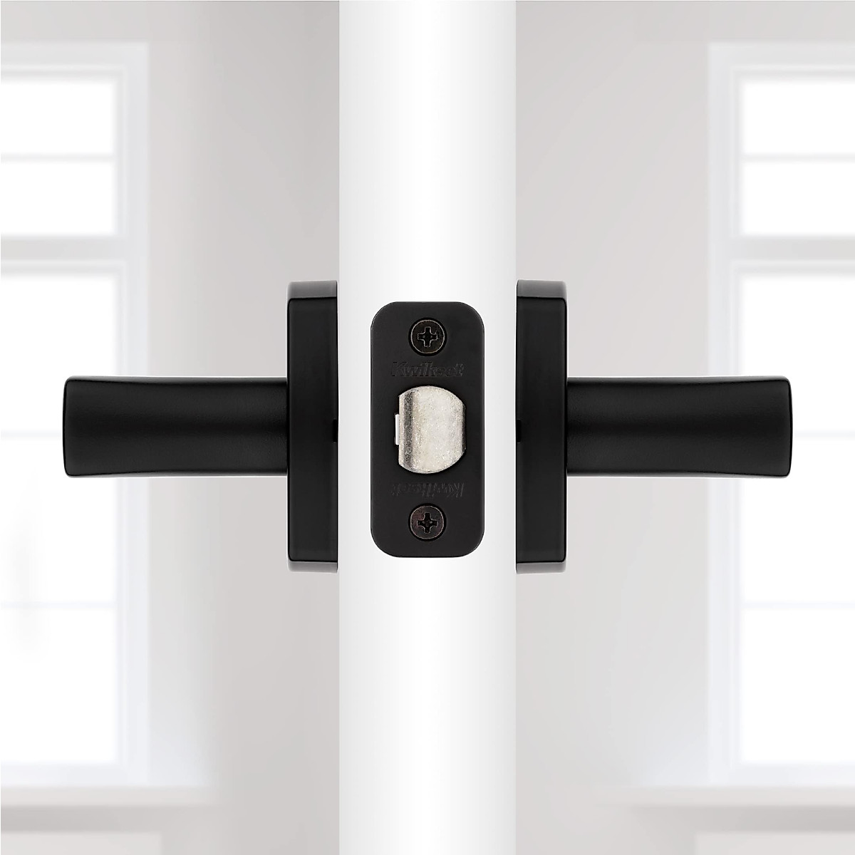 Kwikset Tripoli Passage Hall/Closet Lever with Soft Modern Rose in Matte Black 97200-919