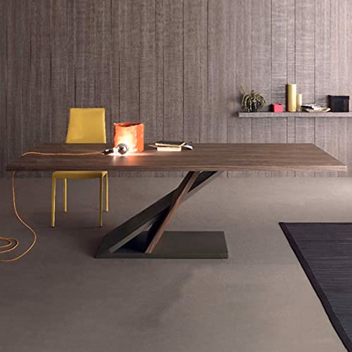 BIGMAII Rectangle Wood Conference Table Brown Dining Table Modern Wooden Kitchen Table with Metal Pedestal for Home Office Dining Room - 78.7" L Only Table