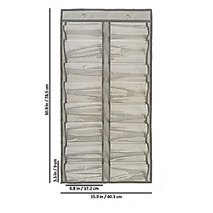 ANIZER Dual-sided Hanging Sunglasses Organizer Dust-Proof Glasses Storage Wall Pocket Eyeglasses Display Case with 32 Slots (GREY)