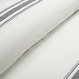 Lush Decor Farmhouse Stripe 3 Piece Reversible Comforter Bedding Set, California King, Dark Gray