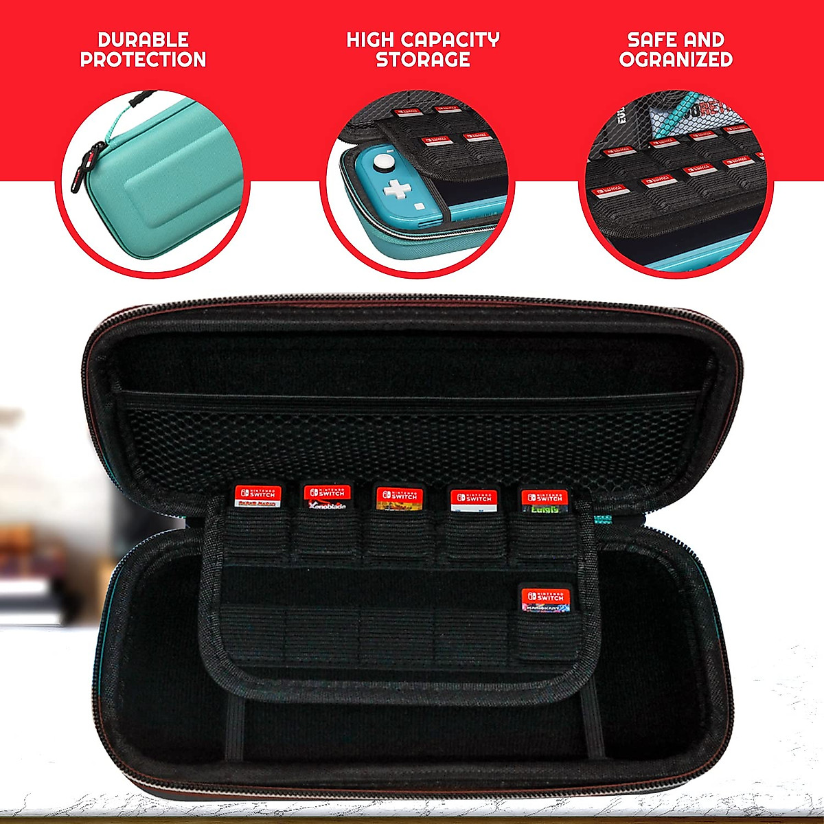 EVORETRO Switch lite case accessories compatible with nintendo switch case lite, nintendo lite case with nintendo lite accessories for Pokemon Legend, Animal Crossing, Super Mario, Mario Kart