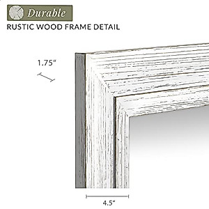 Barnyard Designs 24x32 Whitewashed Wood Farmhouse Wooden Large Rustic Wall Mirror, Bedroom Mirrors for Wall Decor, Decorative Wood, Living Room or Bathroom Vanity, White