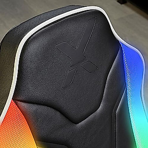 X Rocker Chimera RGB LED Floor Rocker Gaming Chair for Kids, Youth Aged 5-9, Built in Audio System, Foldable, 5110101, 29.1 x 16.5 x 26.7", Black