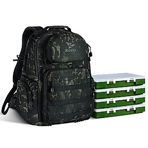 Rodeel Large Storage Backpack Fishing Hiking Tackle Backpack, Saltwater Resistant Fishing Bags