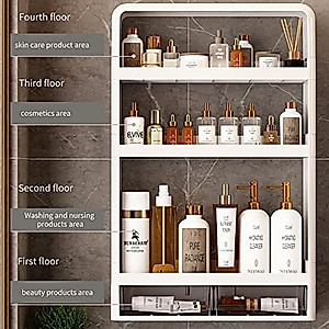 Non Perforated Toilet Rack Wall Mounted Bathroom Kitchen Washstand Cosmetics Wall Multilayer Storage Artifact (Third Floor with Drawer)