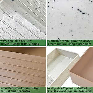 3pcs Tortoise Food Dish with Ramp and Basking Platform Leaf Tortoise Water Food Bowls Reptile Water Dish Turtle Reptile Pool for Amphibians Gray