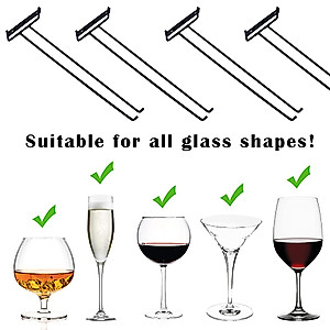AMUFYSHH 4 Packs Wine Glass Holder Stemware Rack Wall Mountable Heavy Duty Thick Wrought Iron Black 12 Inch