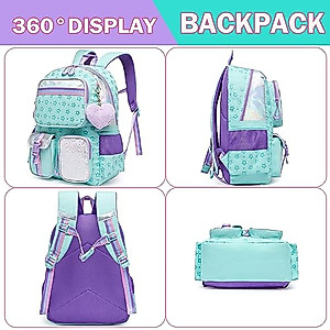 Meetbelify Backpack for Girls School Bag Aesthetic Backpack for Elementary Student Teen Girls Cute Bookbag Kids Kawaii Backpack for Girls 8-10
