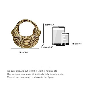 Woven Crossbody Bag for Women, Small Leather Clutch Purse, Knotted Bread Handbag, Top Handle Noodles Satchel Bag (Golden)