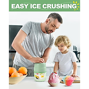 Goldtouch Snow Cone Machine Shaved Ice Machine Manual Ice shaver Machine Double Stainless Steel Blade Ice Crusher with Instruction Manual 3-year Manufacturer’s Warranty Green