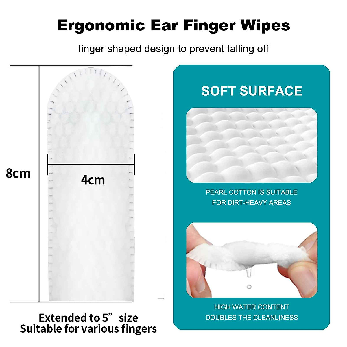 Rnlrclrl Ear Finger Wipes for Dogs & Cats,Dog Ear Cleaner Wipes Gently Remove Ear Wax, Debris, Natural Ingredients & Fresh Coconut Scent - 50 Count