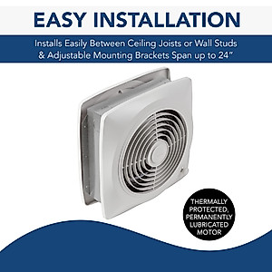 Broan-Nutone 511 Room-to-Room Ventilation Fan, Plastic White Square Exhaust Fan, 4.5 Sones, 180 CFM, 8"