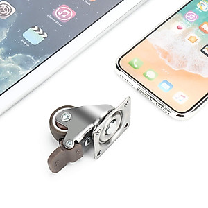 1-inch Casters Set of 4, Small Low Profile Caster with locking Brake & 360° Plate, Total Loads of 100 LB Furniture Transfers Castor Wheels, Rubber Wheel to Protect The Floor or Carpet from Scratches.