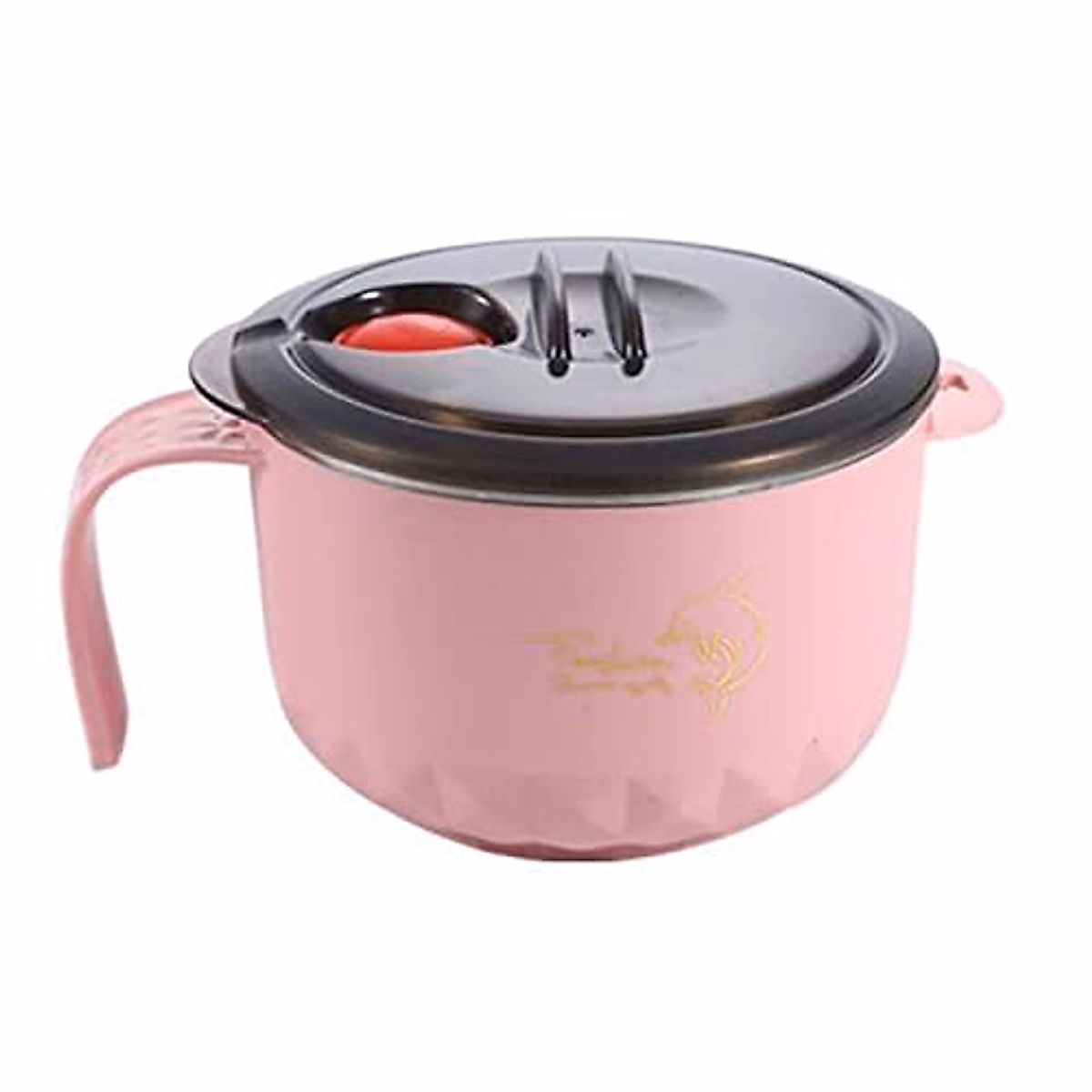 QINJENEY Instant Noodles Bowl Ramen Bowl Large Bowls Soup Mug with Lid and Handle，Ramen Cooker with Phone Holder for College Dorm Room for Soup, Noodle, Ramen Dishwasher-Safe 33.8OZ Pink