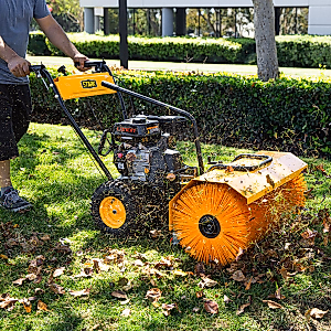 Stark 7HP Power Sweeper Brush Broom/Snow Blower Set Easy Mount Attachment Engine Gas Walk-Behind Sweeper for Leaves, Snow, Dirt, and Gravel