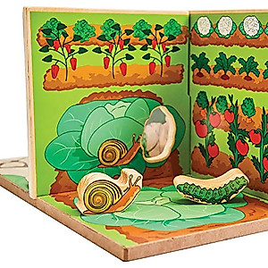 THE FRECKLED FROG Pretend 'N' Play Minibeasts - Set of 11 Bug Blocks Plus Illustrated Habitat Pieces - Ages 2+ - Wooden Insect Block Play Toy for Toddlers