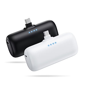 [2 Pack]Mini Portable Charger USB-C Power Bank, 5200mAh Portable Phone Charger,Compact Plug in Battery Pack Compatible with iPhone 15/15 Plus/15 Pro/15 Pro Max Samsung S23 iPad Pro Android Phones etc