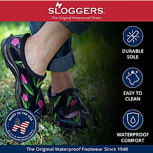 Sloggers Original Waterproof Rain and Garden Shoe for Women– Outdoor Slip-On Garden Clog - Made in The USA with Premium Comfort Insole and Arch Support - Chickens Daffodil Yellow, Size 8