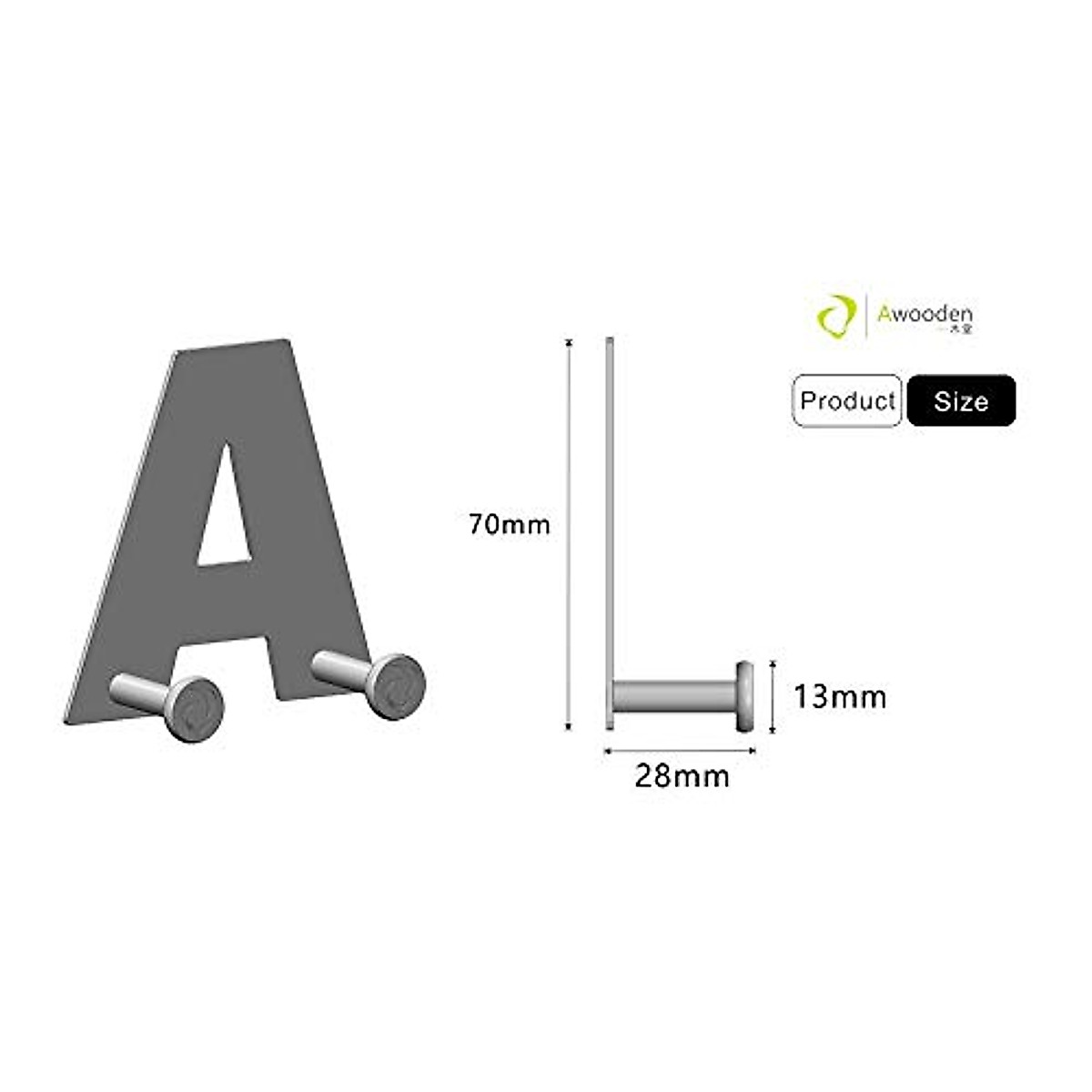Awooden Letter Decoration Coat Robe Towel Hook Stainless Steel Multifunctional Clothes Hook for Bathroom Kitchen (A),Silver