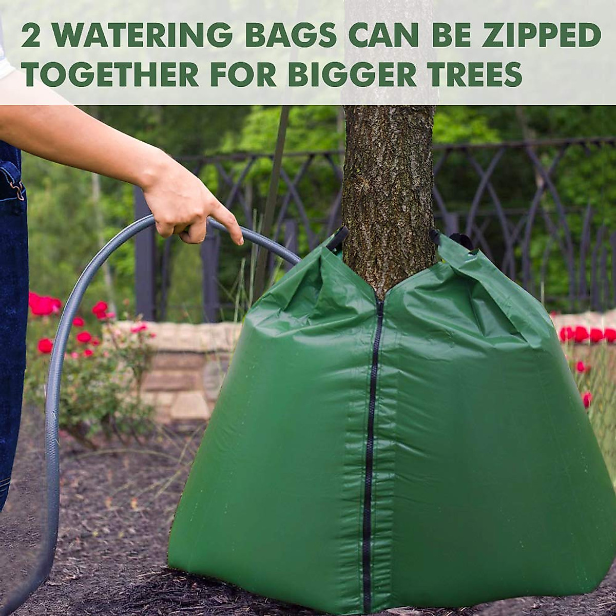 REMIAWY Tree Watering Bag, 20 Gallon Slow Release Watering Bag for Trees, Tree Irrigation Bag Made of Durable PVC Material with Zipper (4 Pack 5-8 Hours Releasing Time)