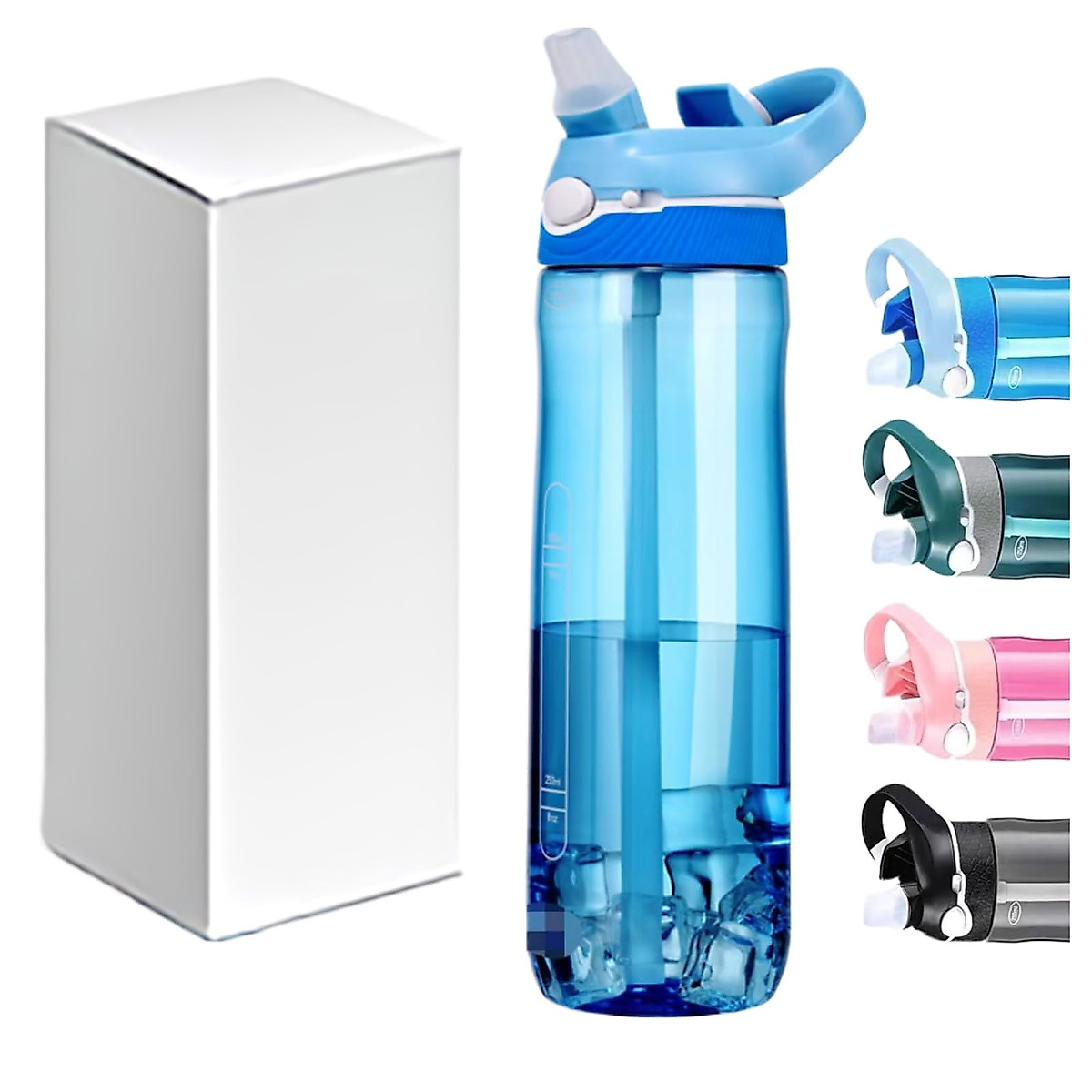 LBRG Water bottles with Locking Lid,Travel water bottle,Water bottle with straw,and Sports water bottle with Clip handle- Tritan water bottle(Blue)