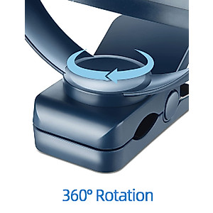 VANPRT 5000mah Clip on Fan, 6'' Portable Rechargeable Battery Fan, 7-30 Working Hours, 3 Speeds Strong Airflow, 720° Rotation, Quiet, Strong Clamp for Desk/Office/Golf/Car/Gym/Treadmill - Blue