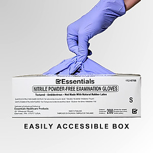 Essentials Healthcare Products Nitrile Powder-Free Examination Gloves; Box of 200 Exam Gloves, Latex-Free, Periwinkle (X-Small)