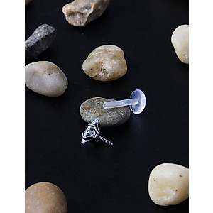 Lcolyoli 32PCS 16G Forward Helix Tragus Cartilage Earring Studs Push Top Labret Monroe Lip Ring Retainer 8MM Barbell Body Piercing Jewelry for Women Men Girls