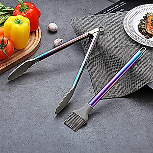 38 Piece Silicone kitchen Cooking Utensils Set with Utensil Crocks, Silicone Head and Stainless Steel Handle Cookware, Kitchen Tools for Utensil Set, Non-Stick kitchen Gadgets,Dishwasher Safe(Rainbow)