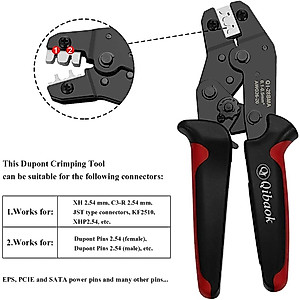 Qibaok Crimping Tool Kit Ratcheting Crimper with 1550PCS 2.54mm Dupont Connectors and 760pcs 2.54mm JST-XH Connectors for AWG 26-20(0.1-0.5mm²)