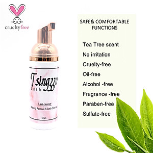 Tsingzzu Lash Shampoo For Lash Extensions With Lash Shampoo Brush 50ml Oil Free Lash Shampoo lemon scent Gentle Eyelash Extension Cleanser Lash Bath
