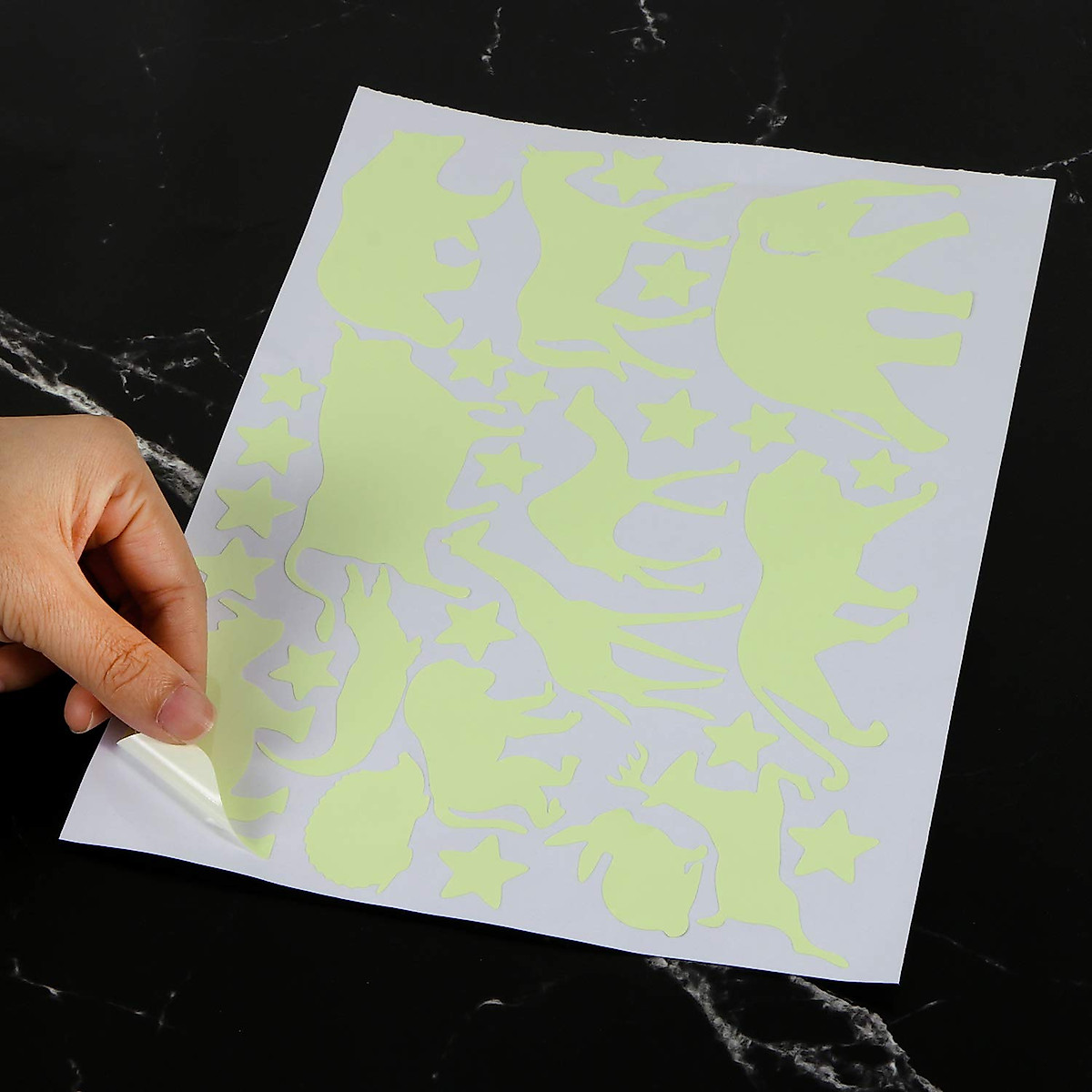 BENBO Animals Glow in Dark Wall Stickers, Cute Animals Jungle Adventure Horse Elephant Giraffe Camel Stars Peel and Wall Decals for Kids Bedroom Nursery Home Wall Mural Decor