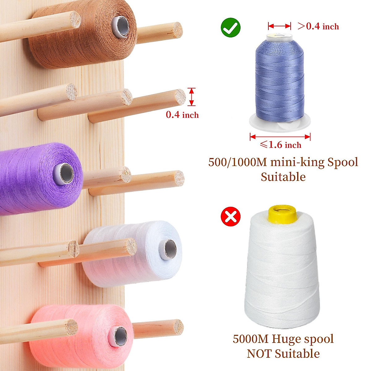 WUTAOBON Thread Holder,360° Full Rotating Wooden Embroidery Thread Organizer,84 Spools Holder,Thread Rack for Sewing,Embroidery Quilting, Hair Braiding and Jewelry