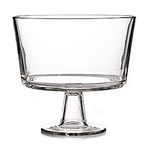 Royalty Art European Trifle Bowl with Pedestal, Round Dessert Display Stand for Laying Cakes, Pastries or Baked Goods, Modern Design with Crystal-Clear Glass, X Quart