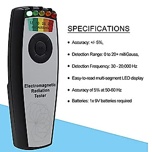 Tookie LED EMF Meter Magnetic Field Detector Ghost Hunting Indoor Outdoor Home School(Black)