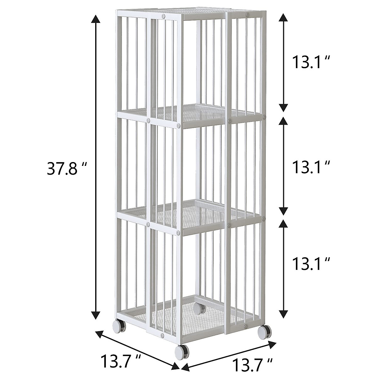 Huhote Rotating Bookcase White 3 Tiers Metal Large Capacity Bookshelf, 360°Cubic for Small Space with Storage and Creative Multi-Layer Shelves,Magazine Books for Bedroom Living Room Study Office